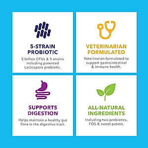 Profivex 5-Strain Cat & Dog Probiotic Powder 4.25oz and Glandex for Dogs Anal Gland Support Chews 30 Ct Bundle, Anal Gland Supplement for Dogs, Pork Liver Flavor Probiotic Powder for Dogs and Cats