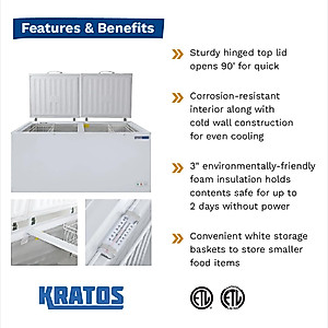 Kratos Refrigeration 69K-751HC Solid Top Chest Freezer, 30.0 Cu. Ft. Capacity