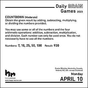 Daily Brain Games 2023 Day-to-Day Calendar