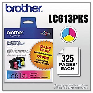 Brother Lc613pks Innobella Ink Cartridges (Cyan/Magenta/Yellow) 3/Pk In Retail Packaging