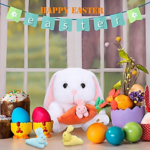 Easter Bunny Stuffed Animals with 3 Bunnies in a Carrot Rabbit Decor 10 Inches Easter Rabbit Plush Soft Cute Bunny Plush Toys Desktop Decoration for Boys and Girls Holiday Birthday Gift(Bunny)