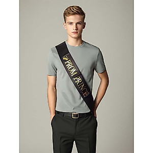 Black Prom Prince for Boys and Princess Sashes for Girls Gold Text Prom Accessory Decorations for Teens Women Men