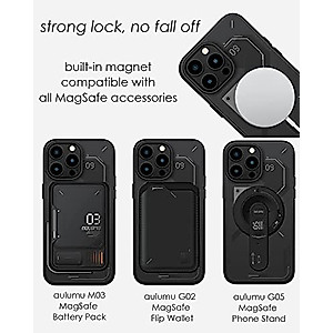 Aulumu A15 Magnetic Case for iPhone 14 Pro Max Case Compatible with MagSafe Semitranslucent Matte Cover, Hard Shell, Anti-Fingerprint, Slim Soft TPU Frame, 6.7inch, Black