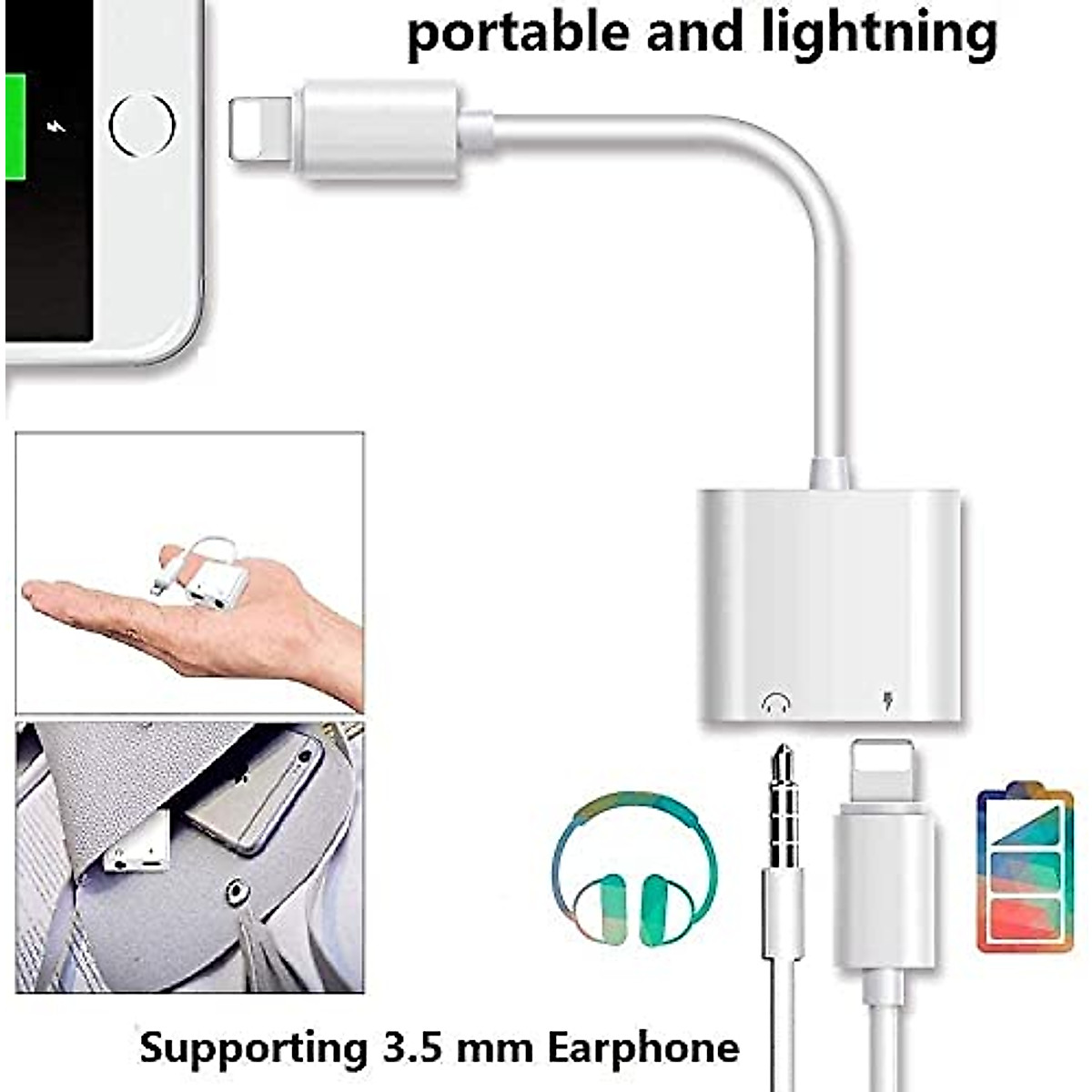 Lightning to 3.5mm Headphones Jack Adapter for iPhone, iPhone Headphones Adapter Dongle Aux Audio Charger Splitter Compatible with iPhone 12/11/XS/XR/X 8 7,iPad-Support All iOS [Apple MFi Certified]