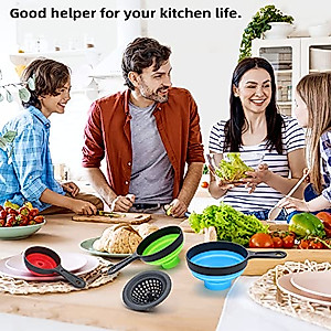 Funnel with Strainer for Kitchen Use, Dokpod Funnels for Filling Bottles, Wide Mouth Canning Funnel, Funnel with Filter, Collapsible Kitchen Funnel, Silicone Funnel