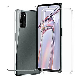 HHUAN Case for Blackview A100 (6.67 Inch) with Tempered Glass Screen Protector, Clear Soft Silicone Protective Cover Bumper Shockproof Phone Case for Blackview A100 - Clear