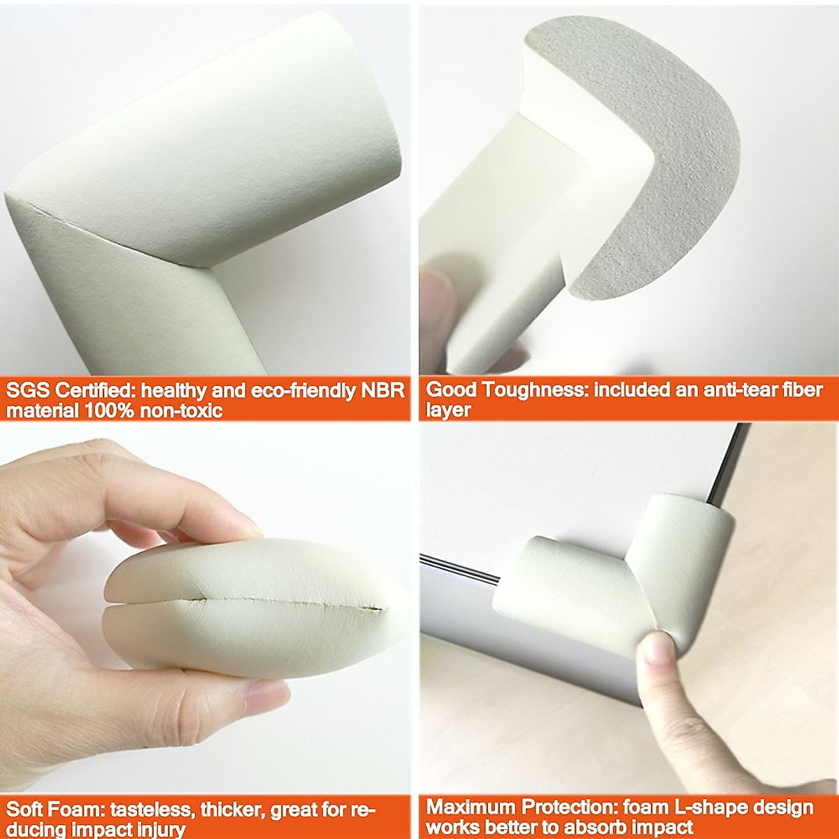 [8 Pack] Child Safety Corner Protectors, Canwn Soft Foam Baby Proofing Corner Guards Right Angle No Smell Table Corner Protectors for Baby and Kids(White)