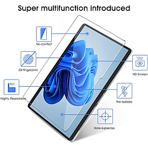 ZenRich Bundle for Surface Pro 8: 2-Pack Tempered Glass Screen Protectors with Anti-Glare& Rugged Full-Body Case with Rotatable Kickstand and Hand Strap