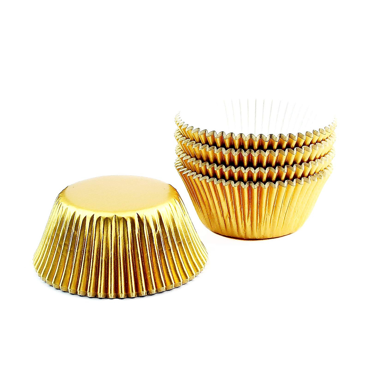 Warmparty Gold Foil Baking Cups Muffin Wrappers Cupcake Liners Standard, 100 Count