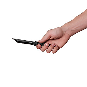 Kershaw Dune Full Tang Neck Knife (4008X) Compact 3.8” 3Cr13 Stainless Steel Fixed Blade With Black-Oxide Finish, Textured Injection Molded Handle, Secure Molded Sheath and Lanyard, 2.5 oz.