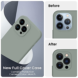 FireNova for iPhone 13 Pro Max Case, Silicone Upgraded [Camera Protection] Phone Case with [2 Screen Protectors], Soft Anti-Scratch Microfiber Lining Inside, 6.7 inch, Calke Green