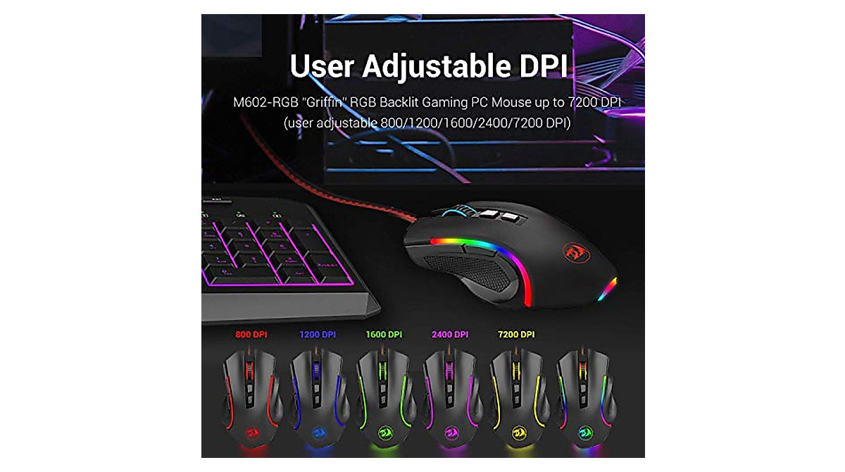 Get Redragon M602 RGB Wired Gaming Mouse - Ergonomic, 7200 DPI