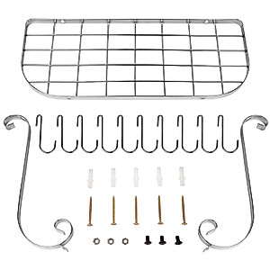 Vdomus Hanging Pot Rack Organizer, Wall Mounted Kitchen Pan Organizer Pots and Pan Storage with 10 Hooks, Kitchen cookware Storage Organizer, 24 by 10-inch (Sliver)