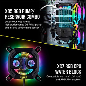 Corsair Hydro X Series XH305i Hardline Water Cooling Kit with/incl XC7 CPU Water Block, XR5 360mm Radiator, XD5 Pump Res and iCUE QL120 RGB Fans