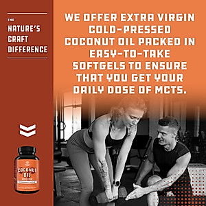 Pure Coconut Oil Softgels 1000mg - Extra Virgin Coconut Oil Supplement for Heart Health and Energy Booster with Caprylic Acid Hair Skin and Nails Vitamins - MCT Coconut Oil Pills Softgels