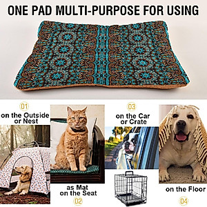 Coikll Bohemian Pattern Pet Bed Pad Soft Dog Bed Mat with Anti-Slip Bottom, Machine Washable Crate Pad Mattress for Dog Sleeping- 24 * 18inches