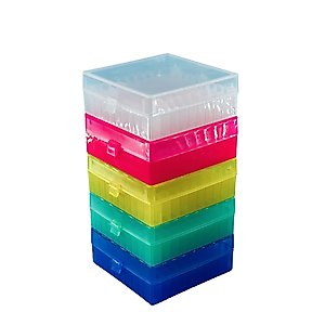 LUERFLEX 100 Well Cryobox Micro Centrifuge Tube Cryogenic Storage Box with Associated Color Lids Pack of 5