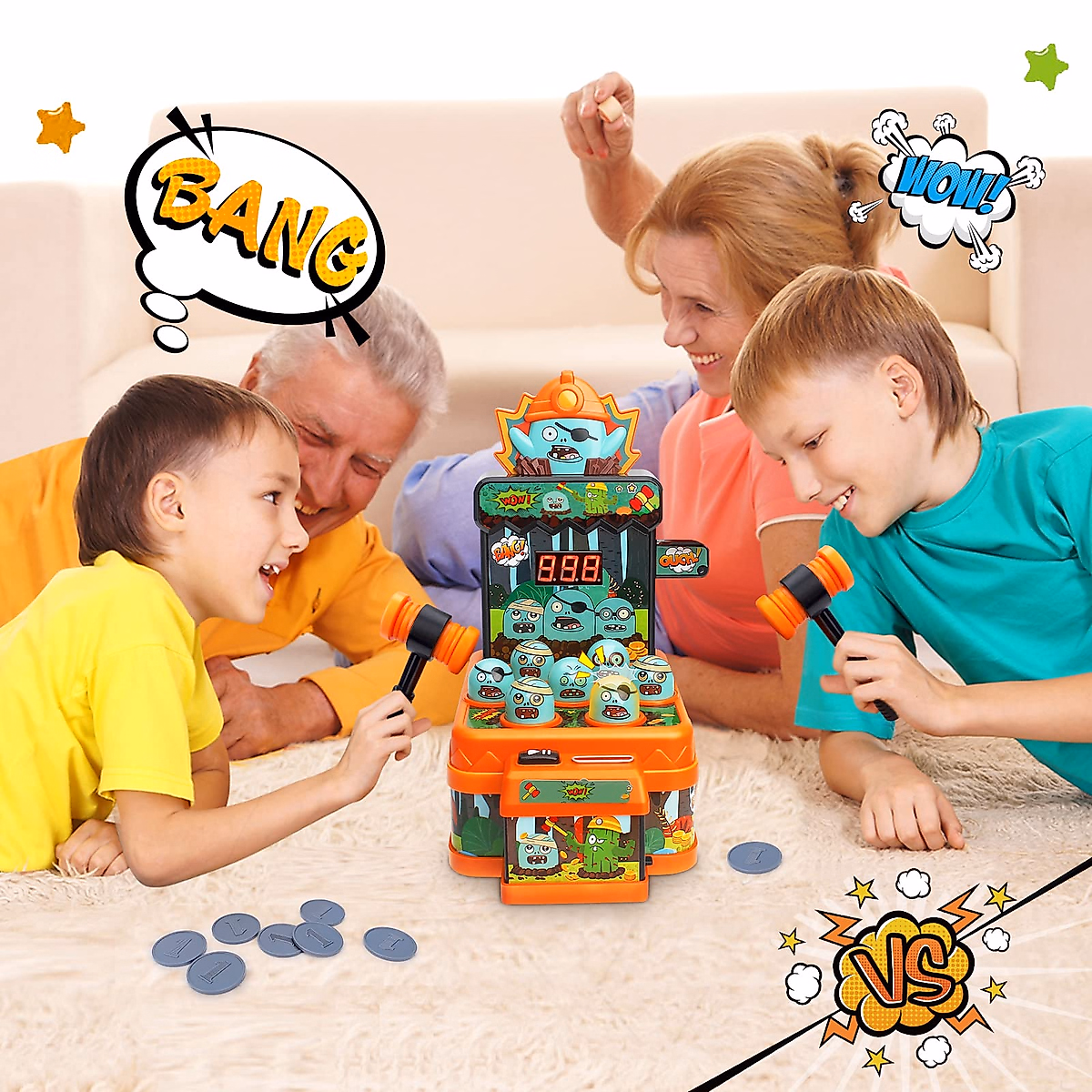 Arcade Game Toys for 3 Year Old, Whack Game Mole, Mini Electronic Interactive Hammering & Pounding Toys, Gift Idea for Toddler Kids Boys Girls Ages 3 4 5 6 7 8+, Cartoon Zombie Style Fun Halloween Toy