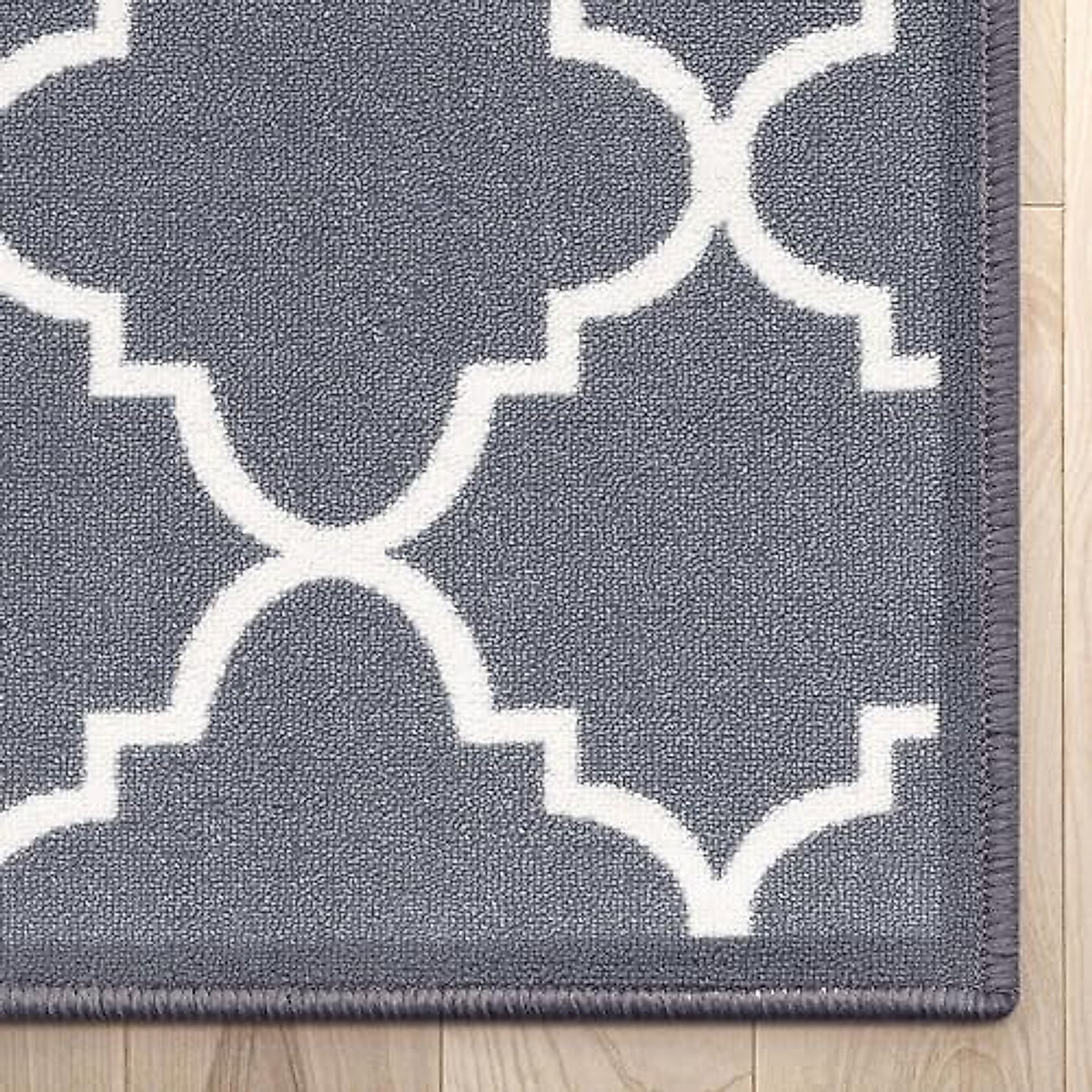 Well Woven Kings Court Brooklyn Trellis Grey - Non-Slip Rubber Backed Moroccan 2x7 Runner Rug - Hallway, Entryway & Kitchen - Kid & Pet Friendly, Easy-to-Clean, Machine-Washable, Low Looped Pile