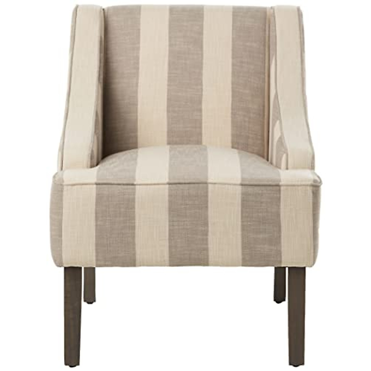 HomePop Velvet Swoop Arm Accent Chair, Grey Awning Stripe