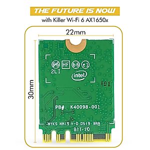 HighZer0 Electronics AX1650x Killer Series WiFi 6 Upgrade | Gaming WiFi Adapter | M.2 WiFi Card for PC | 2.4 Gbps WiFi for PC | Supports Bluetooth 5.2 & Intel, AMD, Windows 10+, Linux (AX1650x)