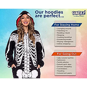 Funziez! Fun Halloween Hoodies, Pumpkin and Skeleton Pullover Costumes, Adult Hooded Sweatshirts for Women and Men