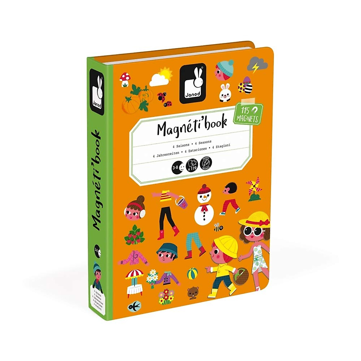 Janod MagnetiBook 120 pc Magnetic 4 Seasons Game - Travel/Storage Case Included - Ages 3+ - J02721
