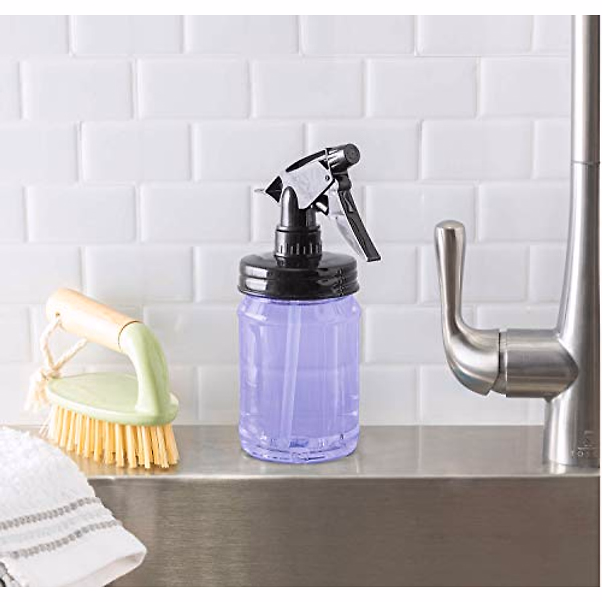 Jarmazing Products Mason Jar Sprayer – Black – With 16 Ounce Plastic Mason Jar - Two Pack!