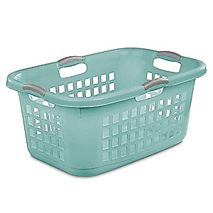 Sterilite 71 Liter Ultra Laundry Hamper, Egronomic Handles to Easily Transport Clothes to and from the Laundry Room, Aqua Chrome, 12-Pack