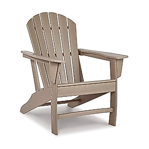Signature Design by Ashley Sundown Treasure Outdoor Patio HDPE Adirondack Chair, Light Brown
