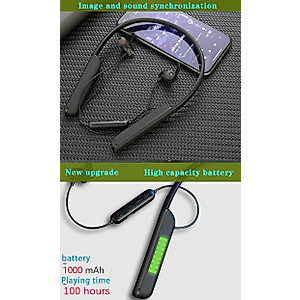 Bluetooth Headphones Neckband Earphone Wireless Headset Neck [1000mAh] 100 Hours Playtime 360 Days Standby,Built-in Mic Sports Noise Cancelling for Help Sleep/Audio Books/Video Conference travel