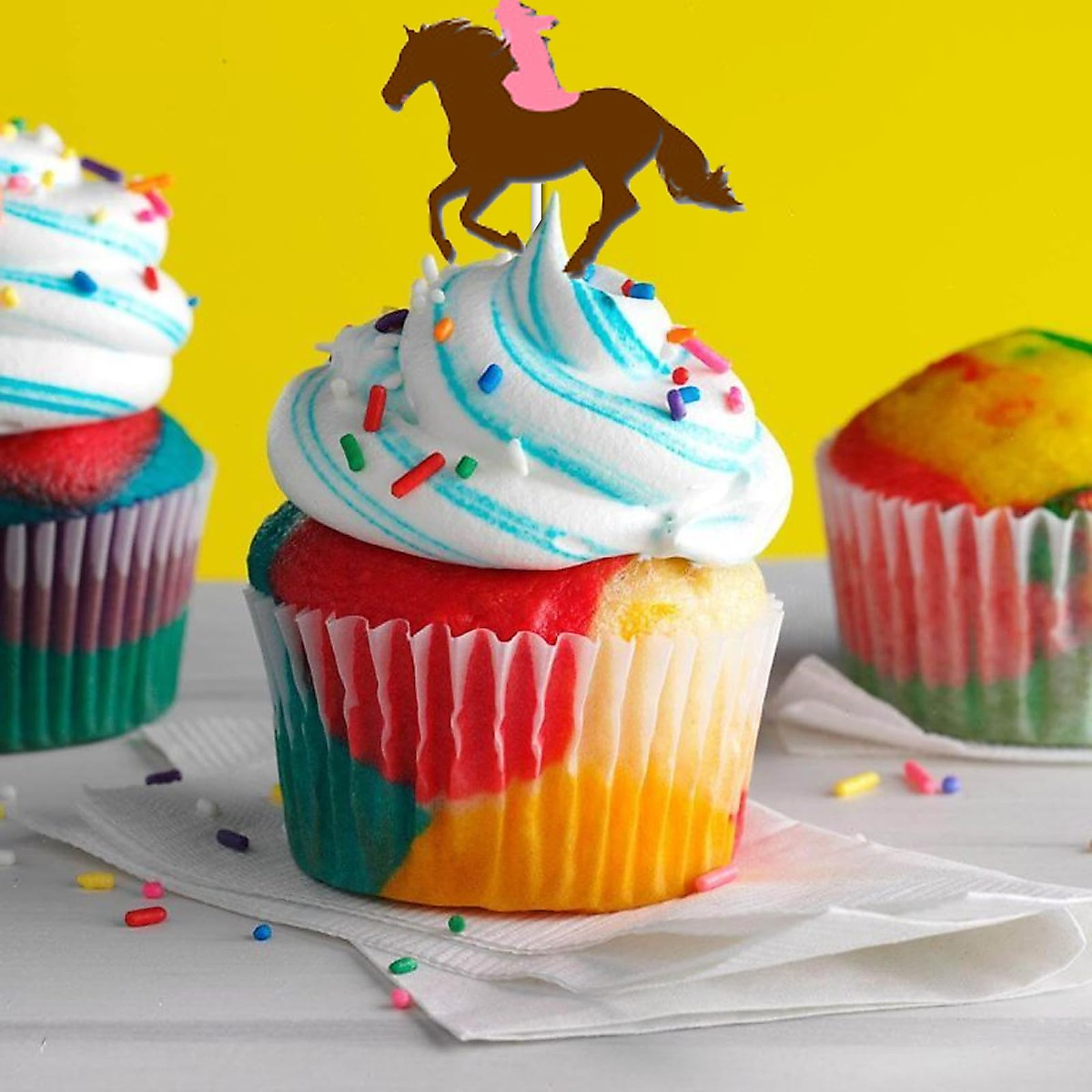 32 Pcs Cowboy Cupcake Toppers for Cowboy Western Party Decorations,Glitter HorseShoe Cowboy Hats Boots Cowboy Cake Topper Picks Western Theme Baby Shower Birthday Party Cake Decorations Supplies