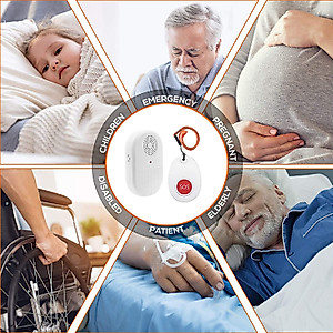 Wireless Caregiver Pager System Call Button Personal Alert Pager Nurse Alert System for Elderly/Senior at Home with 800+Feet Operating Range 1 Portable Receiver 2 Emergency Transmitter