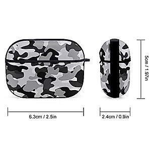White Grey Black Camo Camouflage AirPods Pro Case Cover Gifts with Keychain, Shock Absorption Soft Cover Airpods Pro Earphone Protective Case for Men Women