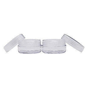 Healthcom New, Empty, Clear, 10 Gram Plastic Pot Jars, Cosmetic Containers for Eyshadow Makeup Nail Powder(100 Pcs) by Healthcom