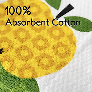 T-fal Premium Kitchen Towels (2-Pack), 16" x 26", Highly Absorbent, Super Soft, Long-Lasting, Dual Sided Woven Weave 100% Cotton Dish Towels, Hand Towels, Tea Towels, Bar Towels, Apples