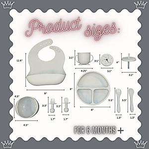 Baby Led Weaning 10 Piece Feeding Eating Supplies | Strong Suction Plate Silicone Cup Snack Lid Drink Lid with Straw Silicone Suction Bowl Bib Spoons Forks Baby Tableware Set 6MonthsToddler(PeachPink)