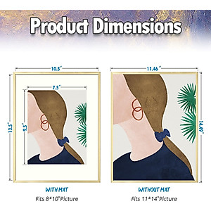 AUEAR, 11x14 Aluminum Metal Wall Mounting Photo Frame with Ivory Mat for 8x10 Pictures Includes Sawtooth Hangers, Spring Clips Real Glass (Gold, 2-Pack)