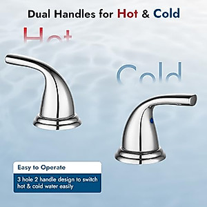 Cinwiny Widespread Bathroom Faucet for Sink 3 Hole 8 inch Deck Mounted Vanity Faucet 2 Handles Bathroom Sink Faucet with Pop up Drain,Polish Chrome,C-Handle