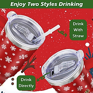 qoepfnsh Christmas Tumbler 40 oz Christmas Tumblers with Handle and Straw Farmhouse Red Snowman Stainless Steel Insulated Coffee Cups Mugs Christmas Gifts Stuff Decor for Women Girls