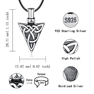 MANBU Sterling Silver Urn Necklace for Men: Arrowhead Memorial Pendant Cremation Ash Jewelry Bereavement Keepsakes Gift for Loss of a Loved One (style 4)