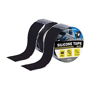 SIKEDEPRO Seal Self Fusing Silicone Tape, 2 Rolls 1inx10' Weatherproof Pipe Repair Tape, Heavy Duty and Leak Proof Rubber Pipe Tape，Flex Seal Tape for Emergency Pipeline Repair/Cable Bandage/（Black）