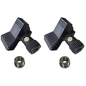 Audio 2000s MC417N2 Universal Microphone Clip Holder with Adapter (2 Pack)