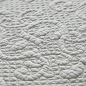 Brandream 4-Piece Grey Quilt Set Cotton Queen Size Luxury Scalloped Bedding Matelasse Coverlet Quilted Comforter Set