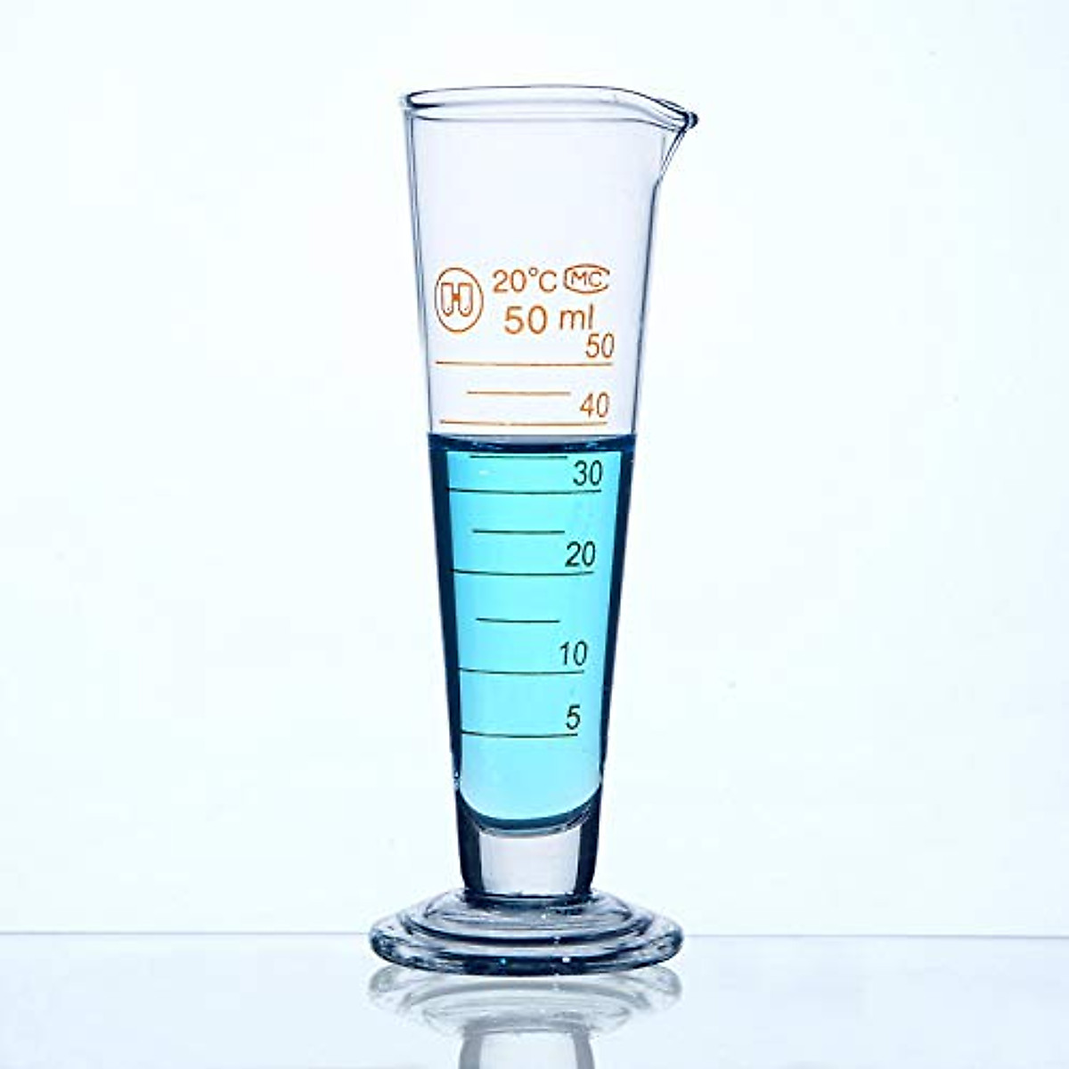 Professional Lab Graduated Measuring Cup Glass Conical Beaker with Spout 50ml Lab Measuring Glass Boro 3.3 Heat Resistant Thicken Glassware (50ml)