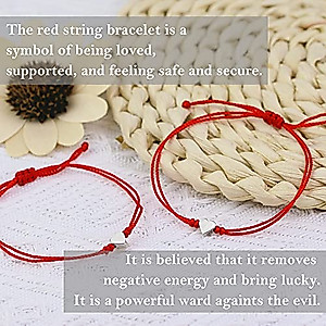 SmileBelle Red String Bracelet Red Bracelet for Protection Matching Heart Bracelets Friendship Bracelets for Teen Girls as Mother Daughter Bracelets, Couples, Sisters and Friends Bracelet Gift