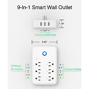 GHome Smart Plug Outlet Extender, USB Surge Protector 3 Individually Controlled Outlets and 3 USB Ports, WiFi Plug Works with Alexa Google Home, Outlet Timer Wall Adapter, 2.4GHz Wi-Fi Only, 15A/1800W