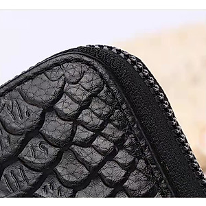 ZHSH Small Rfid Blocking Full-grain Leather Wallet, Zipper Credit Card Holders, ID Case Organizer Purse (Big red/Embossed crocodile)