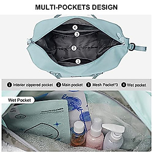 Sport Travel Duffle Bag Large Gym Tote Bag for Women, Weekender Bag Carry on Bag for Airplane, Ladies Beach Bag Overnight Bag Waterproof Bag Luggage Bag with Wet Bag