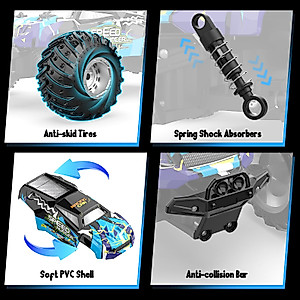 AONEPTR Remote Control Car, All Terrain Remote Control Truck for Boy, 2.4GHz Rc Car with Bodylight and Two Rechargeable Batteries, 20KM/H Monster Truck Toys